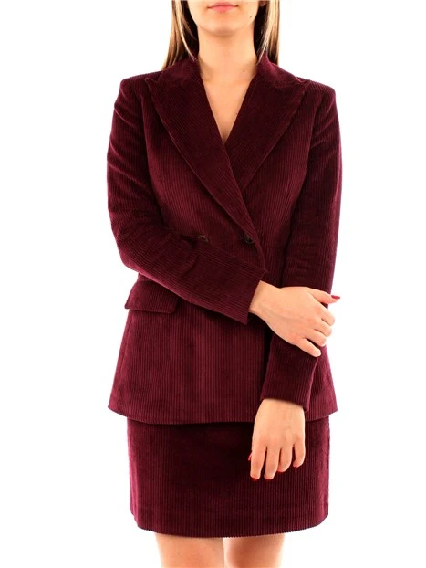 GIACCA BLAZER IN VELLUTO A COSTE DONNA BORDEAUX - Step By Step GIACCA BLAZER IN VELLUTO A COSTE DONNA BORDEAUX - Step By Step